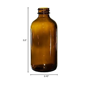 GlassBottleOutlet (Pack of 12) 8 oz. Amber Boston Round with Black Poly Cone Cap
