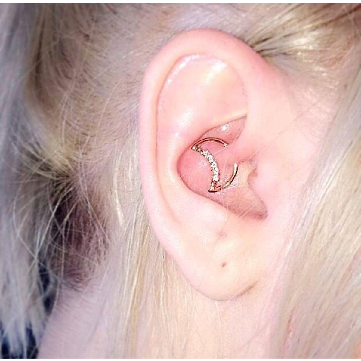 Briana Williams 16G Rook Earrings Stainless Steel Curved Barbell Eyebrow Rings Heart Moon Clicker Daith Piercing Captive Bead Horseshoe Hoop Earring for Cartilage Tragus Helix Piercing Jewelry