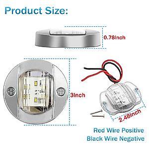 10Pcs White DC 12V 3 Inch Round Marine Boat Interior Lights Transom Mount Led Stern Anchor Lights LED Night Fishing Lights IP67 Waterproof Deck LED Courtesy Light