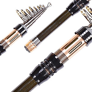 1.3M/1.5M/1.8M/2.1M/2.4M Fishing Rod Carbon Telescopic Fishing Rod Mini Portable Fishing Rod Sea Pole for Adults Kids Outdoor Sport Travel Freshwater Saltwater Fishing (1.3M)