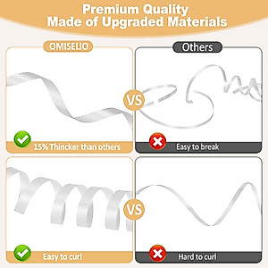 OMISELIO 500 Yard White Ribbon, Crimped White Curling Ribbon, Curling Ribbon for Gift Wrapping, Balloon Ribbon, Balloon String, Curly Ribbon, Gift Ribbon for Birthday, Baby Shower, Christmas