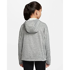 Nike Therma-FIT Big Kids' (Girls') Pullover Hoodie Black Heather (as1, alpha, m, regular, Standard, Black Heather, Medium)
