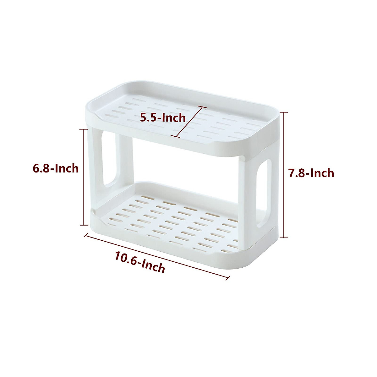 XUDAUP 2-Tier Bathroom Organizers Countertop Spice Rack Vanity Destop Storage Shelf Makeup Organization for Kitchen Bathroom Desk Office School (White)