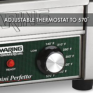 Waring Commercial WPG150 Compact Italian-Style Panini Grill, 120-volt, Silver