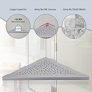 HIDROP Brushed Nickel Corner Shower Shelf 10" Triangular Corner Shelf Stainless Steel Bathroom Shelf for Tiled Wall, 2 Pack Shower Corner Shelf, No Drilling