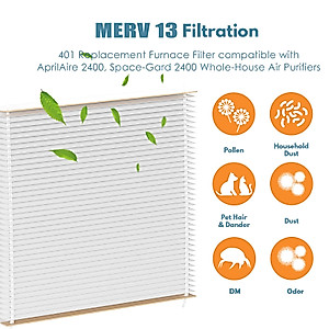 2400 Replacement Filter 401 MERV 13 Compatible with AprilAire 2400, Space-Gard 2400 Whole-House Air Cleaner Purifiers - 16x25x6 MERV 13 Air Filter, Pack of 2