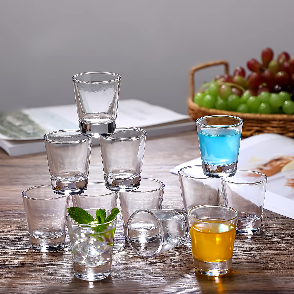 100 Pieces Clear Short Shot Glasses Bulk 1.5 oz Mini Round Shot Glasses Heavy Base Small Glass Cups for Wedding Party Espresso, Water, Juice, Milk, Coffee, Drinking (Classic Style)