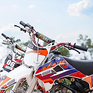 Handlebars 7/8 Inch for Motorcycle,RUTU Upgraded Universal Dirt Bike Handle Bar with Crossbar Pad Mid-Rise Mini Bike Pit Bike Handlebar for Motocross ATV Quad - Red