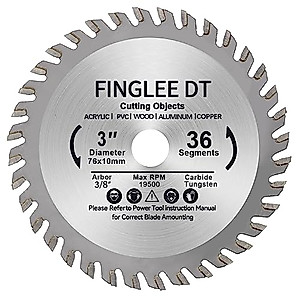 FINGLEE DT Wood Saw Blade TCT Circular Cutting Blade for Woodworking ((1PCS 3inch （36T)))