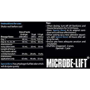 MICROBE-LIFT SBH16 Special Blend Aquarium and Fish Tank Cleaner for Freshwater and Saltwater, 16 Ounces