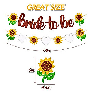 Sunflower Bridal Shower Banner Bride-to-be Sunflower Garland for Engagement Wedding Bachelorette Hen Party Supplies Glitter Gold Brown Decorations