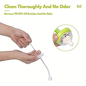 Carebabymore 8 Piece Sponge Nipple Bottle Brushes, Baby Bottle Brush with 3 Piece Nipple Cleaner, 3 Piece Replacement Heads and 2 Piece Straw Brushes, Green