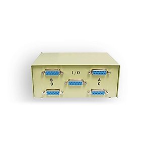 Kentek DB15 4 Way Manual Data Switch Box 15 Pin I/O ABCD Female Port for PC Game Joystick MAC Monitors MIDI Devices Peripherals