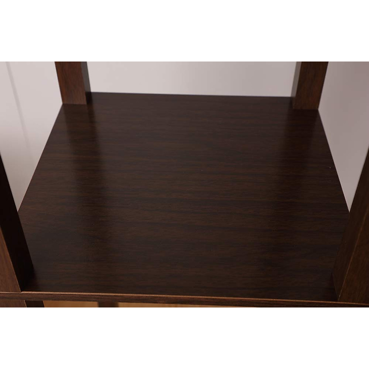 HomeFocus - Floor Lamp,Shelf Floor Lamp with LED Bulb,Corner Display Floor Lamp for Living Room,Bedroom and Office,Linen White Shade,Wood,Brown.