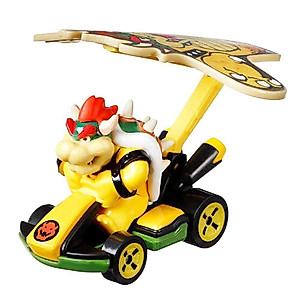 Hot Wheels 1:64 Mario Kart - Bowser in Standard Kart with Bowser Kite Die Cast