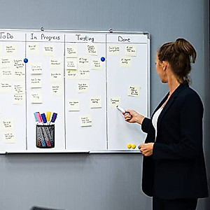 Aimeaihe Magnetic Pencil Holder, 2 Pack Mesh Magnetic Pen Holder for Refrigerator, Metal Writing Utensil Storage Organizer for Whiteboard, Black Locker Organizer for School, Office, Home