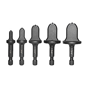 Saipe 5 Pcs Swaging Tool Drill Bit Set 1/4 Inch Hex Shank Copper Pipe Flaring Tool Tube Expander Air Conditioner Copper Pipe Swaging Flaring Tool for Copper Tubing (1/4'', 3/8'', 1/2'', 5/8'', 3/4'')