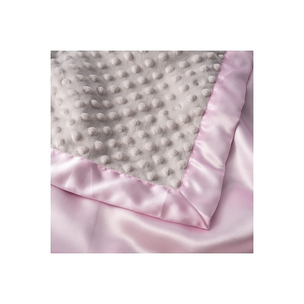 Heavens Cuddles Minky Dot Satin Baby Blanket (36"x48") (Pink/Gray)