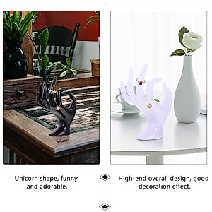 Cabilock 2pcs Gesture Hand Model Display Stands Jewelry Showing Rack Decorative Necklace Holders Plastic Black/white