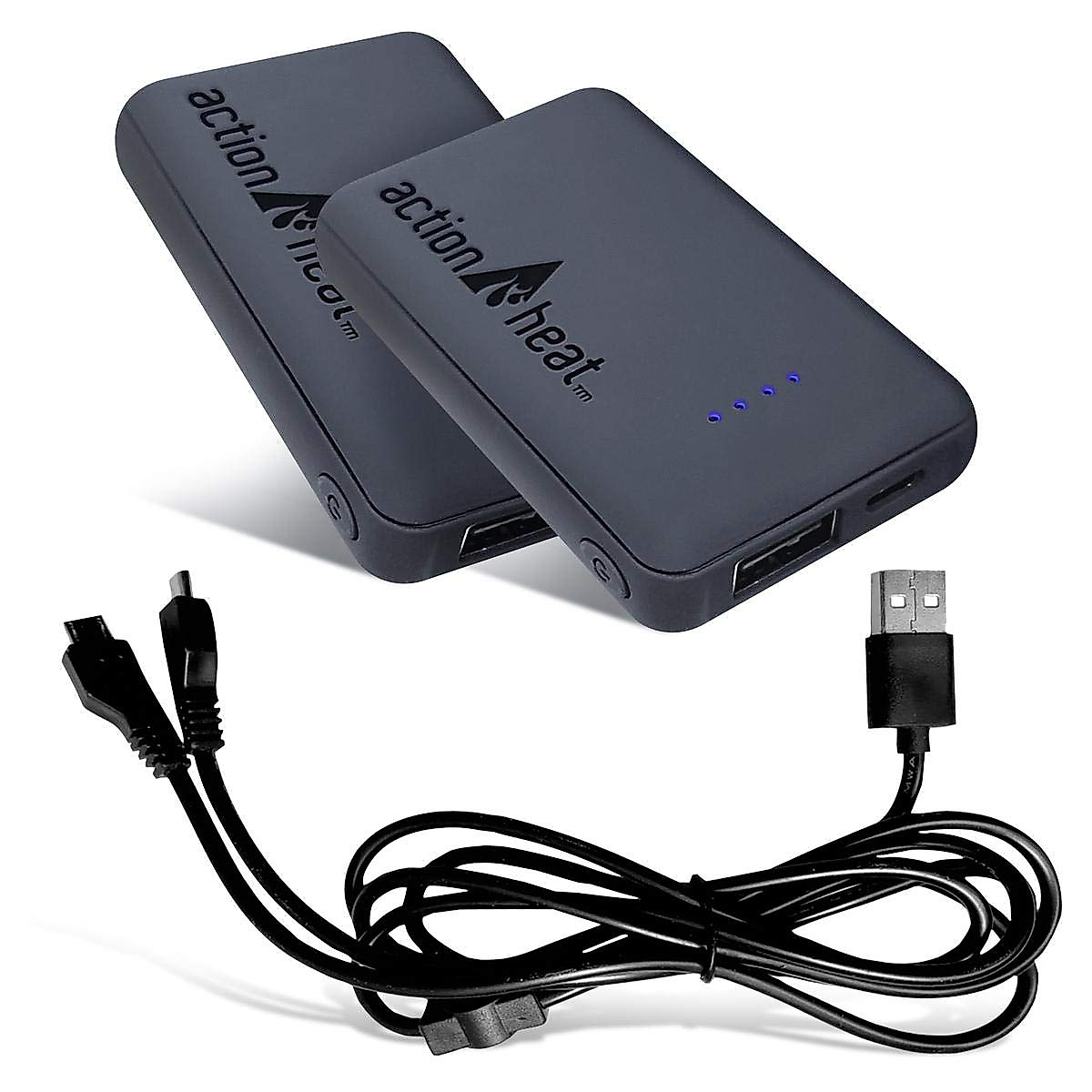 ActionHeat Portable 5V Power Bank 3000mAh Kit – Dual, Two Li-Poly Rechargeable Batteries for Heated Garments and Charging Tablets, Smartphones – Black