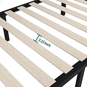 YITAHOME 14 Inch Platform Bed Frame, Wood Slats Support Reinforced Mattress Foundation 550 Lbs, Heavy Duty No Box Spring Needed, Black, Twin Size