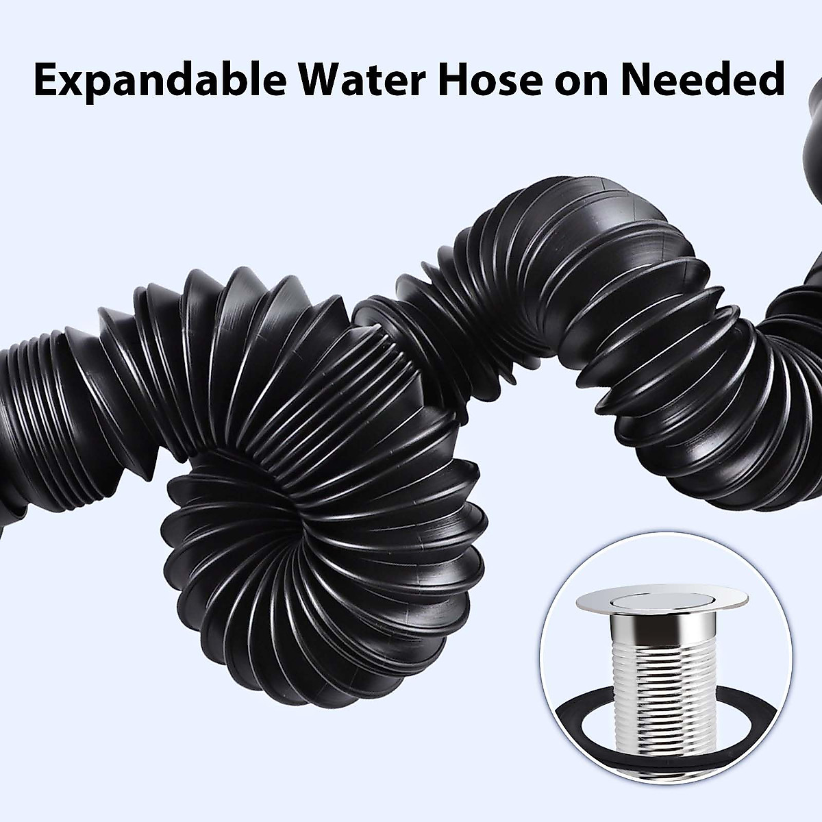 Bathroom Sink Drain Kit P Trap Bathroom Sink - Anti-Odor Flexible Expandable Sink Drain Pipe Snappy Trap with Built in Anti-clogging Stopper for 1-1/4'' & 1-1/2'' Drain Hole or RV Sink Drain