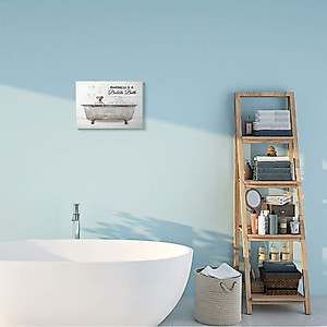 Stupell Industries Happiness Is A Bubble Bath Dog In Tub Word Design, 10 x 15