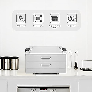 FERRISA Cantonese Rice Noodle Rolls Machine,430 Stainless Steel Steamed Vermicelli Roll Steamer Machine,2 Grid Drawer Pull Layer, Rice Milk Furnace Cooking Chinese Cuisine Guangdong Recipes Cookware