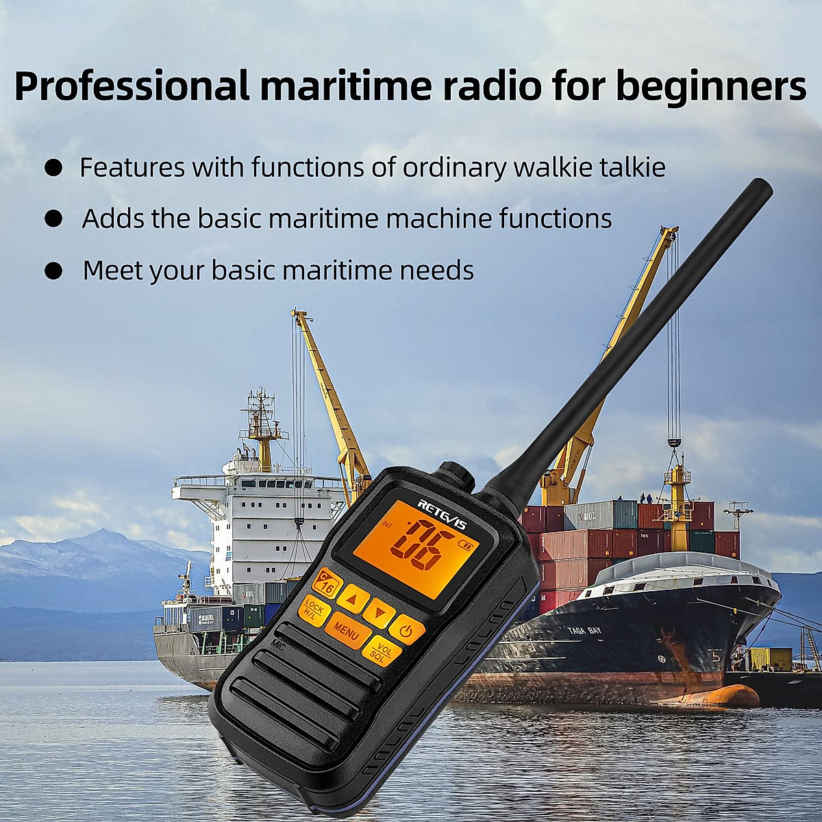 Retevis RM01 Handheld Marine Radio, Marine Two-Way Radios, Floating IP67 Waterproof, NOAA Weather Alert, Ship to Shore Radio for Boats (1 Pack)