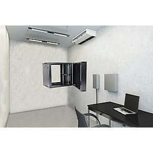 AEONS Depot 12U Professional Wall Mount Server Cabinet Enclosure Double Section Hinged Swing Out 19-Inch Server Network Rack with Locking Glass Door Black (Fully Assembled)