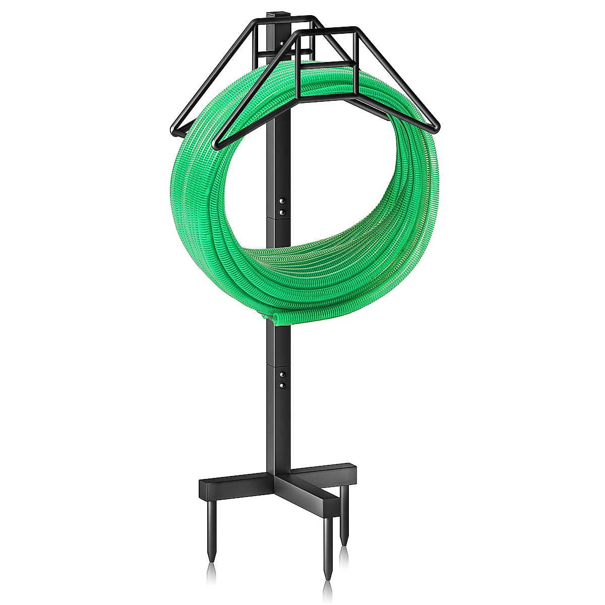 Surprizo Heavy Duty Metal Hose Storage Rack, Black, Sturdy & Waterproof, Freestanding, 45" Total Height, Easy to Install and Move