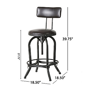 Christopher Knight Home Vlippu Leather Barstool with Backrest, Brown