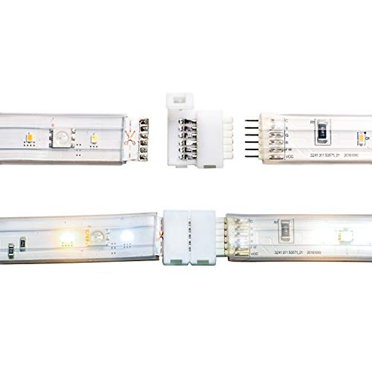 Litcessory 6-Pin to Cut-End Connector for Philips Hue Lightstrip Plus (4 Pack, White - Standard 6-PIN V3)