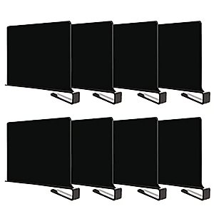 HAVIGET Acrylic Shelf Dividers for Closet Organization - Cabinet and Bookshelf Organizer for Shirt, Handbag, Sweater, Purse and Books - Plastic Separator in Kitchen, Bedroom, Garage (Black, 8 Packs)