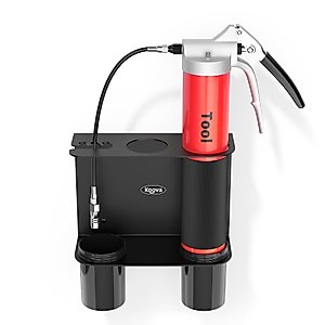Koova Grease Gun Holder | Tractor Grease Gun Garage Organizer Wall Mount | Includes Removable Drip Cups & Spare Cartridge Holder | Truck & Tractor Accessories | Shop/Garage Wall Organizer | USA Made