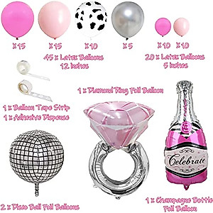 71 Packs Let's Go Girls Nashville Bachelorette Party Kit Pink and Silver Balloon Arch, Ring Disco Ball Mylar Balloon for Nash Bash Western Disco Cowgirl Bachelorette Party Decorations