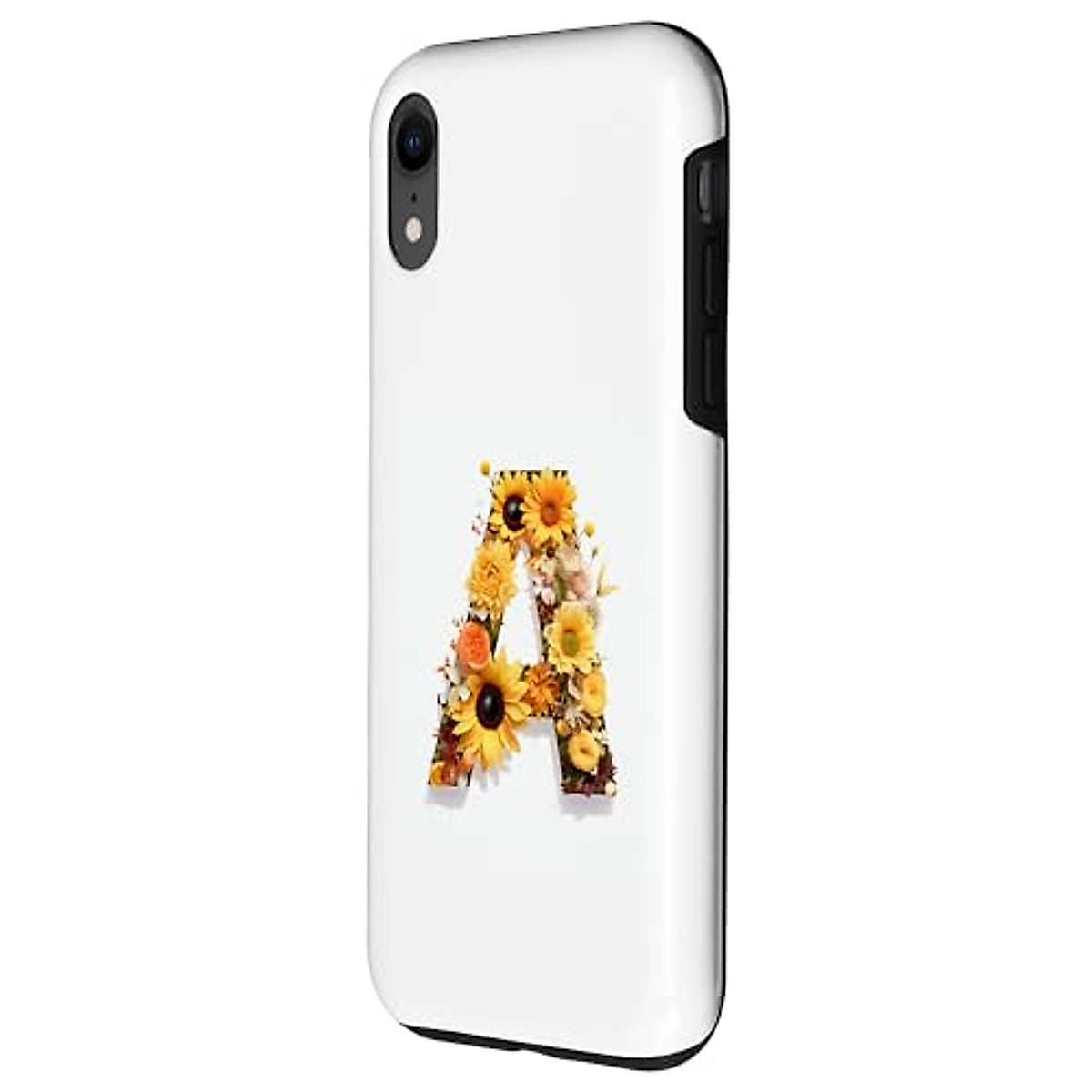 iPhone XR Letter A Initial Monogram Sunflower Minimalist Women Yellow Case