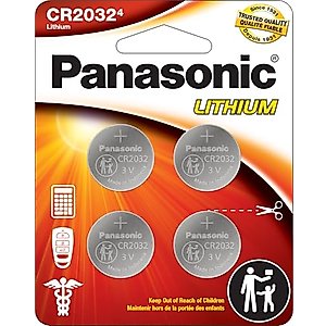 Panasonic CR2032 3.0 Volt Long Lasting Lithium Coin Cell Batteries in Child Resistant, Standards Based Packaging, 4-Battery Pack