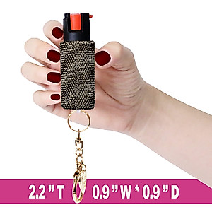 Hope Bobbie Bling-it-On Pepper Spray Rhinestone Keychain-Maximum Strength OC Spray for Self Defense-Fashionable Key Holder-7ft (2M) Range for Women (Black)