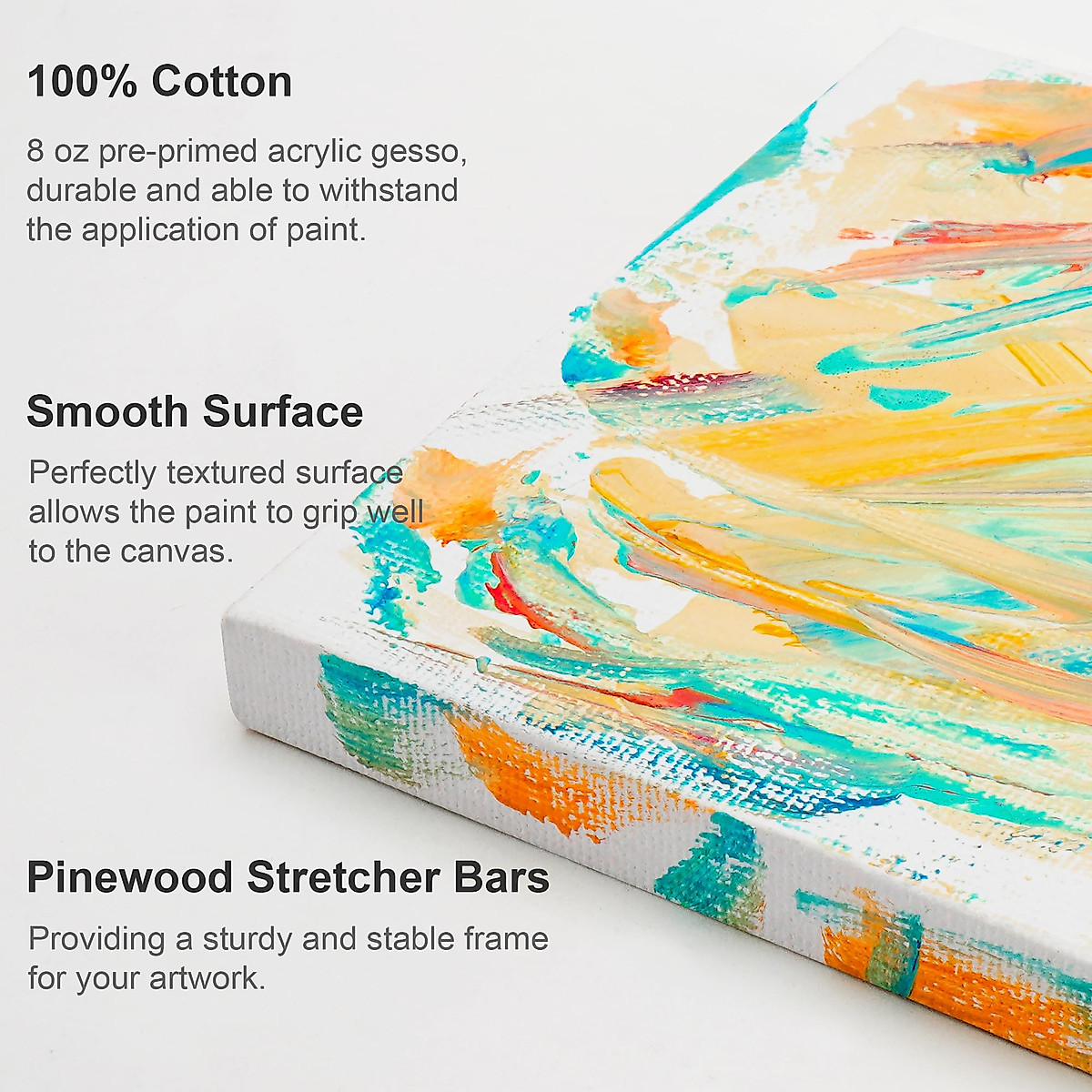 AUREUO Mini Stretched Canvas - 3x3 Inch/24 Pack - 2/5 Inch Profile Small Square Canvas - Gift Set Bulk Pack Canvases for Acrylic Painting & Craft