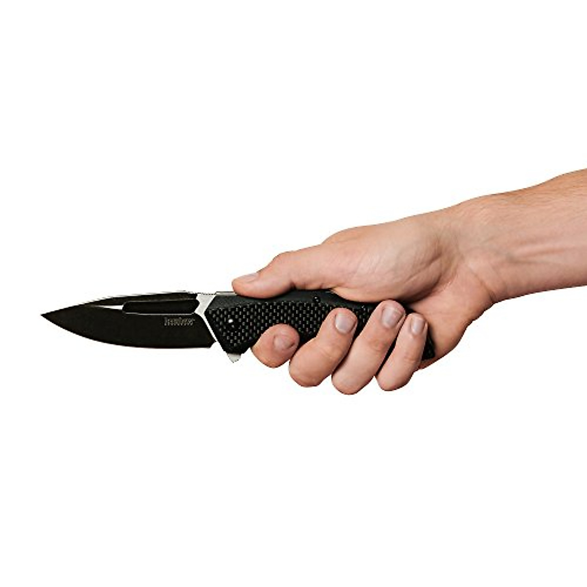 Kershaw Flourish Pocketknife, 3.5" 8Cr13MoV Steel Drop Point Blade, Assisted Opening with Flipper, Carbon Fiber Handle Overlay, Folding EDC,Black