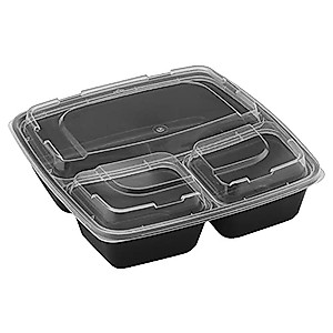 T TIYA Dishwasher Safe - Leak-Proof for Restaurants & Meal Prep - 48 oz Bulk 150 Pack with Lids - BPA-Free