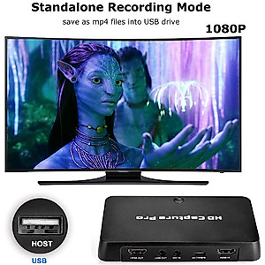 Ezcap295 1080P Game Capture Card via HDMI/Ypbpr/AV Input with Schedule Recording/Remote Control Compatible with Nintendo Switch PS4 and PS3, Xbox one, N64, Blu-Ray