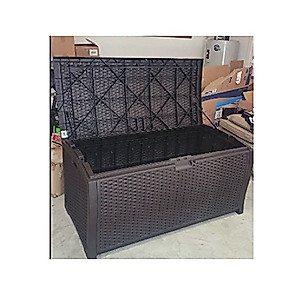 Outdoor Wicker Storage Box Patio Large Garage Kitchen Large Deck Cushions Resin Lock Bench Container Bin Shed & eBook