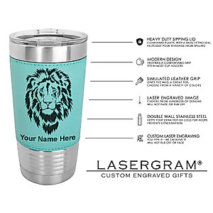 LaserGram 20oz Vacuum Insulated Tumbler Mug, Western Pleasure Horse, Personalized Engraving Included (Faux Leather, Teal)