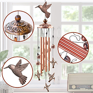 Wind Chimes Outdoor Clearance, Ukulork Aluminum Tube Windchime with S Hook,Patio Garden Decor, Housewarming Gift. (Hummingbird)
