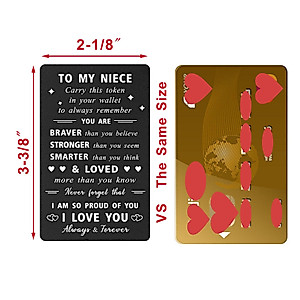 ENGZHI My Niece Gifts from Auntie Uncle - I Am So Proud of You, I Love You - Inspirational Girls Gifts for Birthday Christmas Graduation, Teen Niece Metal Engraved Wallet Card