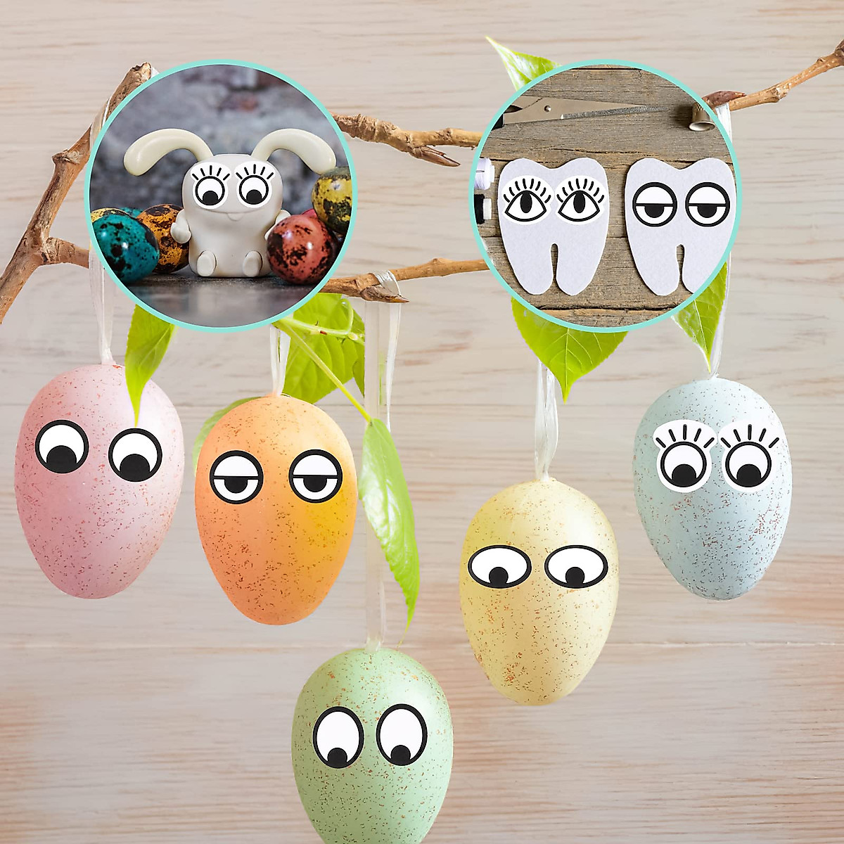 THINP Eye Stickers, 1000 Pcs Self-Adhesive Stickers, Children Stickers, Cartoon Mini Labels for DIY Crafts, Scrapbook, Notebook, Party Favor (Black)