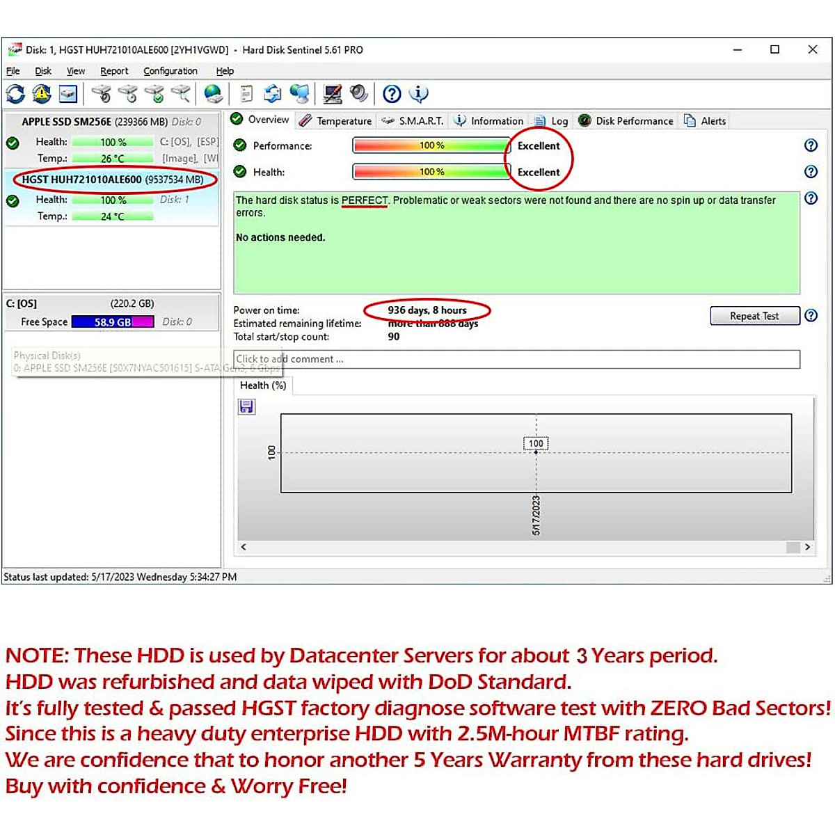 HGST Ultrastar He10 | HUH721010ALE600 | 0F27604 | 10TB SATA 6-Gbps 7.2K RPM 256MB 3.5in 512E ISE Hard Drive (Renewed)