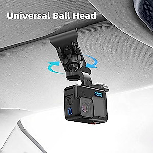 SUREWO Car Sun Visor Mount, Quick Clip Sun Visor Mount with Universal Ball J Hook Compatible with GoPro Hero 12 11 10 9 8 7 6 5 Black,DJI Osmo Action 3,AKASO and More